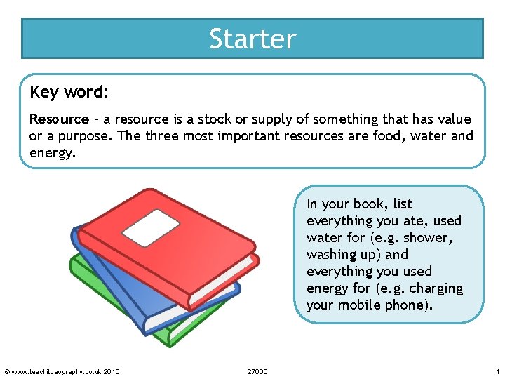 Starter Key word Resource a resource is a