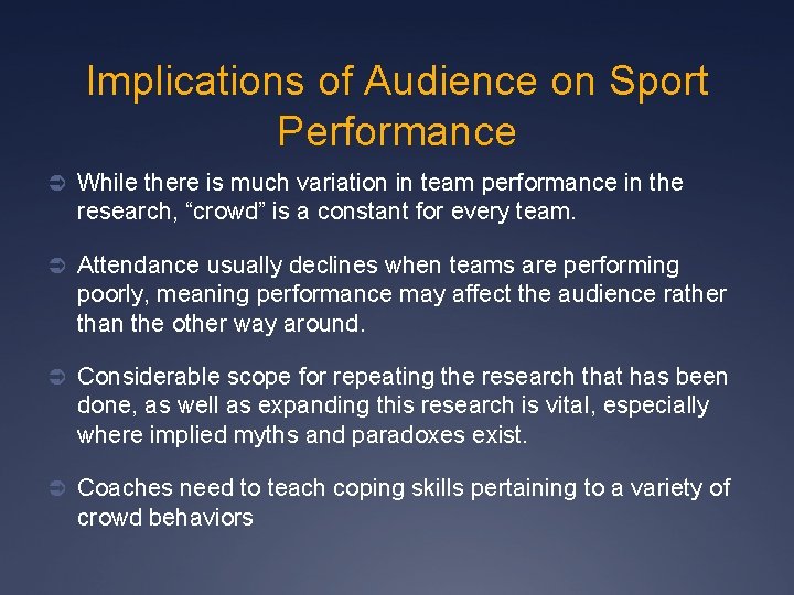 Impact of an Audience on Sport Performance Jowett