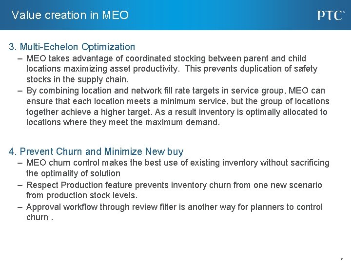 Key Principles of MultiEchelon Optimization MEO 1 Service