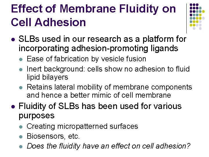 Cell adhesion to supported peptideamphiphile bilayer membranes Badriprasad