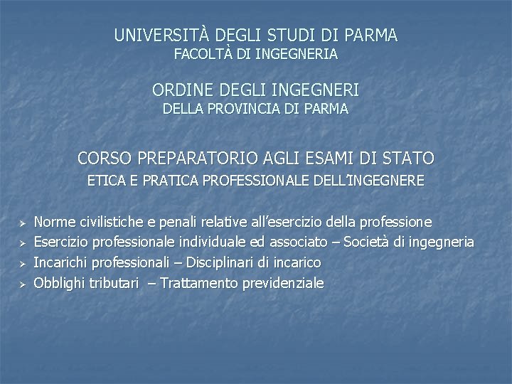 UNIVERSIT DEGLI STUDI DI PARMA FACOLT DI INGEGNERIA