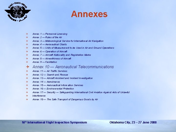 ICAO Annex 10 and Doc 8071 current status