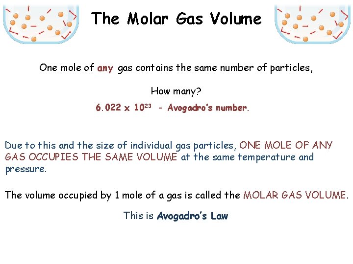 Moles and Gasses Learning Objectives Know the molar