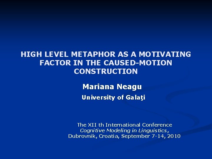 HIGH LEVEL METAPHOR AS A MOTIVATING FACTOR IN