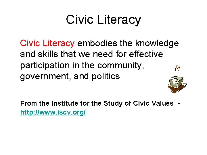 Civic Education and Information Literacy Workshop on Civics