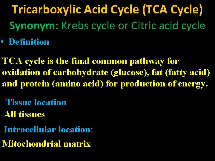 Carbohydrate MetabolismI Glycolysis TCA Cycle Hexose Monophosphate Shunt