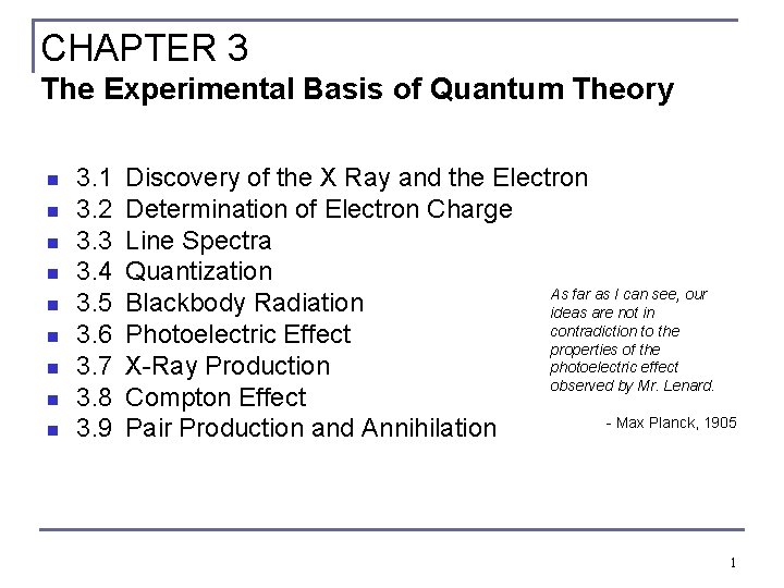 CHAPTER 3 The Experimental Basis of Quantum Theory