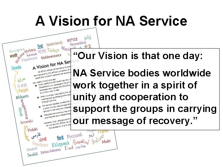 A Vision for NA Service A Vision for