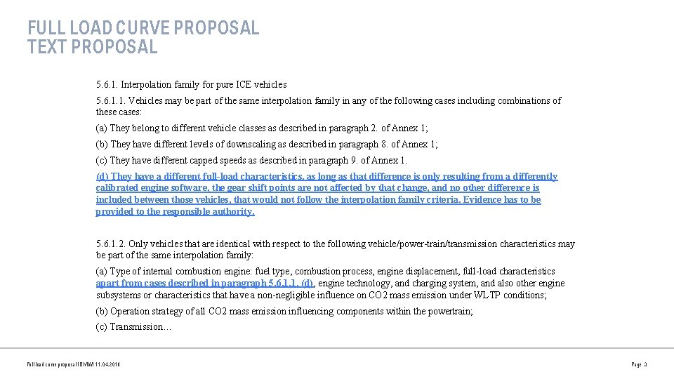 FULL LOAD CURVE PROPOSAL CHANGE OF FULL LOAD