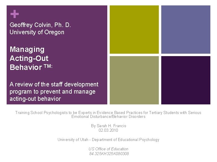 Geoffrey Colvin Ph D University of Oregon Managing