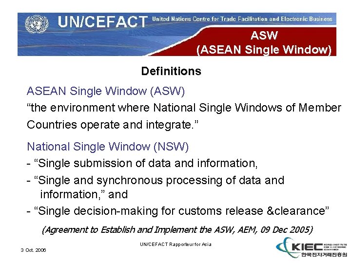 Regional Single Window Initiative Asia UNCEFACT Capacity Building