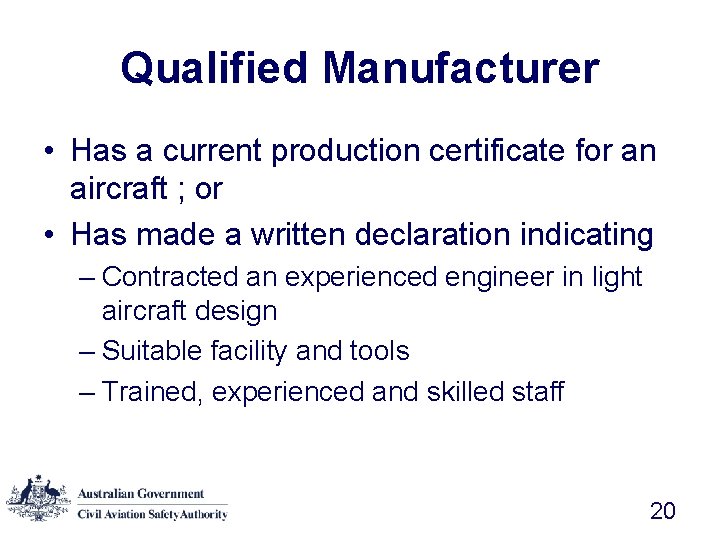 Light Sport Aircraft Airworthiness Requirements SAAA Authorised Persons