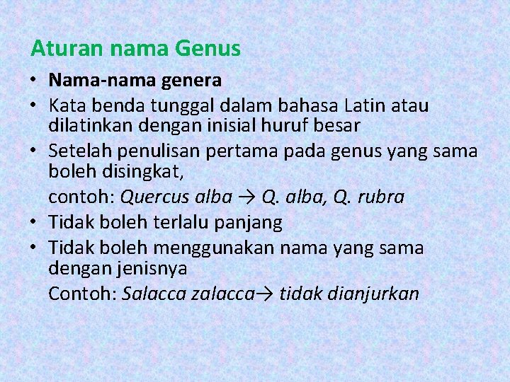 TATA NAMA TUMBUHAN Plant Nomenclature Dosen Sartini TATA