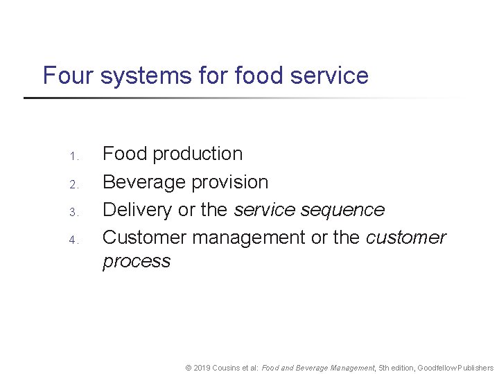 Food and Beverage Management fifth edition Chapter 1