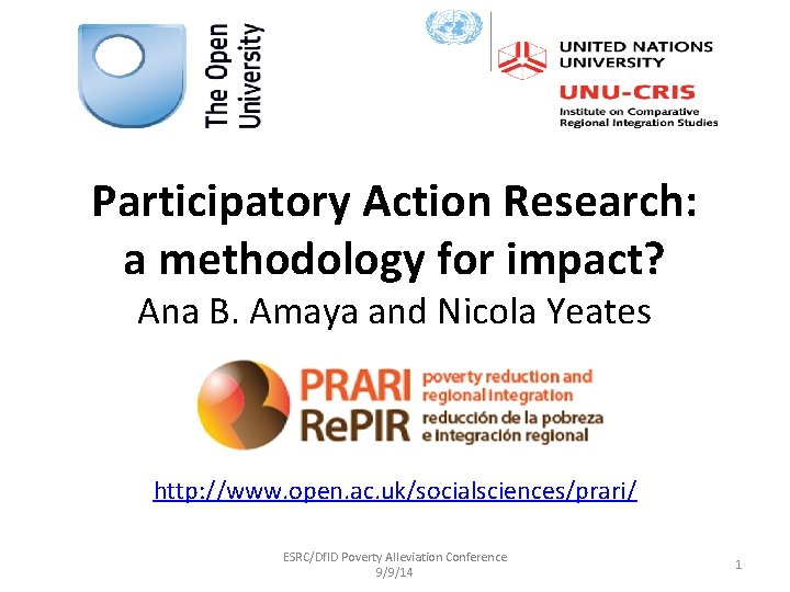 Participatory Action Research a methodology for impact Ana