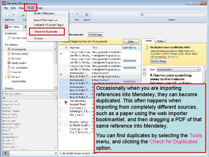 Mendeley Part B Table of Contents Web Importer