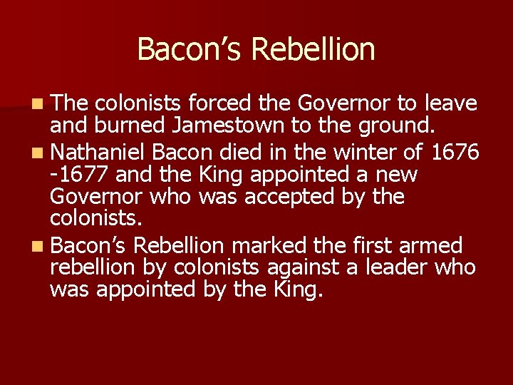 Colony n Colony A settlement of people living