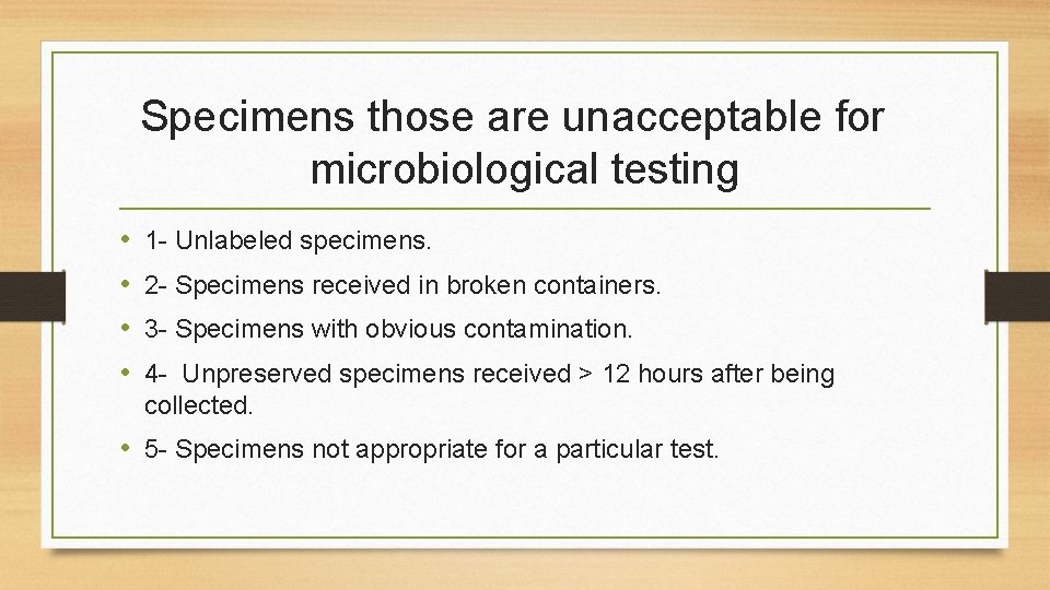Collection and transport of specimens Lab 4 A