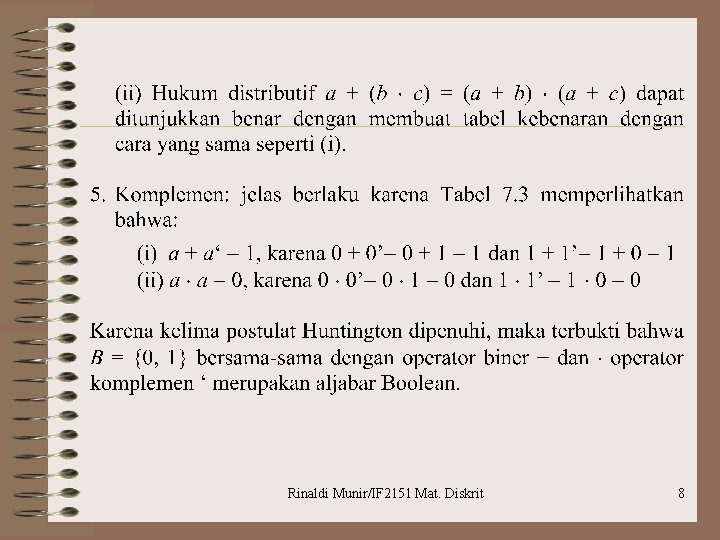 Aljabar Boolean Bahan Kuliah IF 2151 Matematika Diskrit