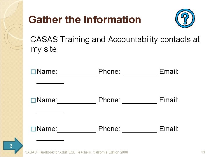 CASAS Handbook for Adult ESL Teachers An Interactive