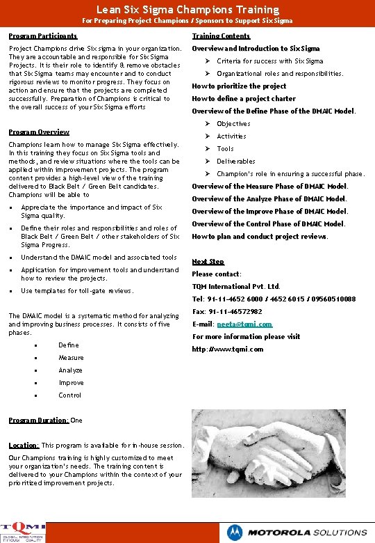 Lean Six Sigma Champions Training For Preparing Project