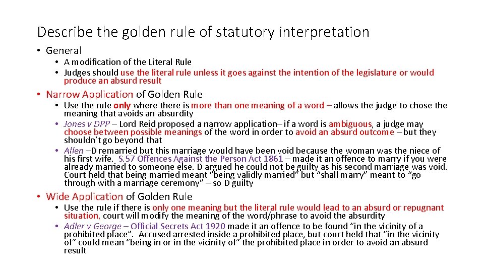 Statutory Interpretation Revision Possible Exam Questions Knowledge and