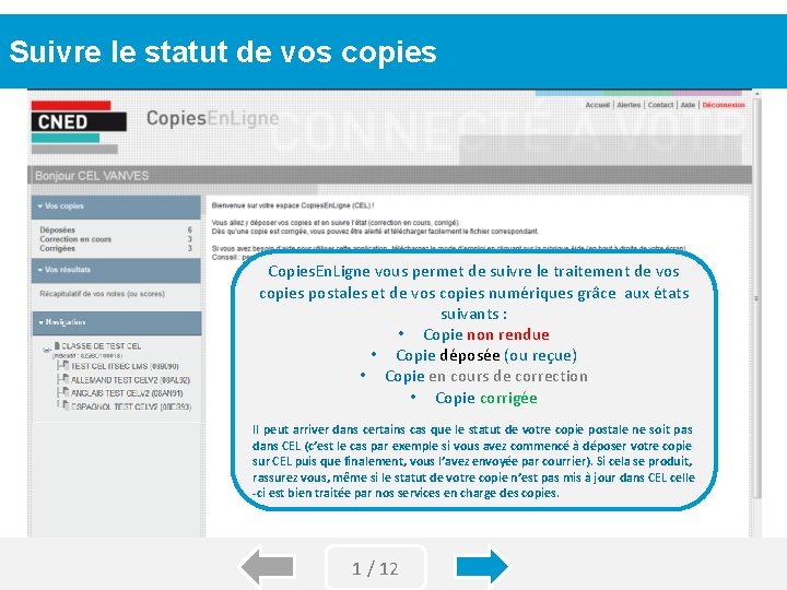 Copies En Ligne CEL TUTORIEL INTERACTIF www cned