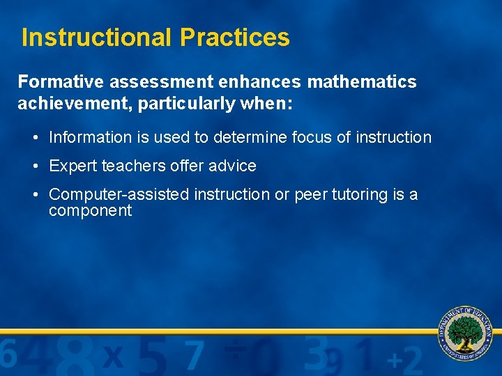 Foundations for Success National Mathematics Advisory Panel National