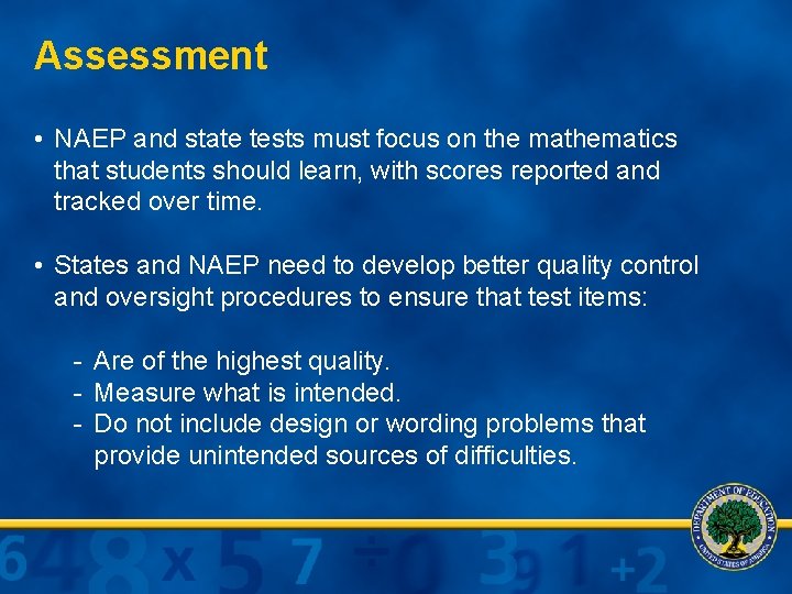 Foundations for Success National Mathematics Advisory Panel National