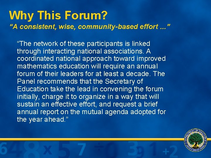 Foundations for Success National Mathematics Advisory Panel National