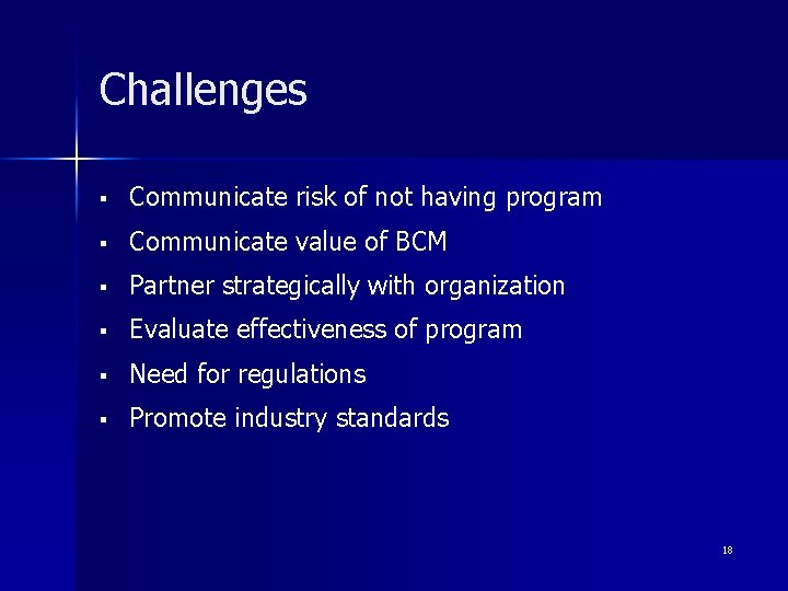 Fundamentals of Business Continuity Management 1 Objectives n