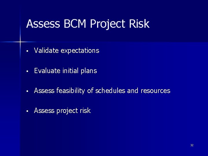 Fundamentals of Business Continuity Management 1 Objectives n