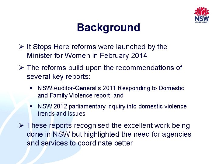 Safer Pathway and legislative reform An overview of