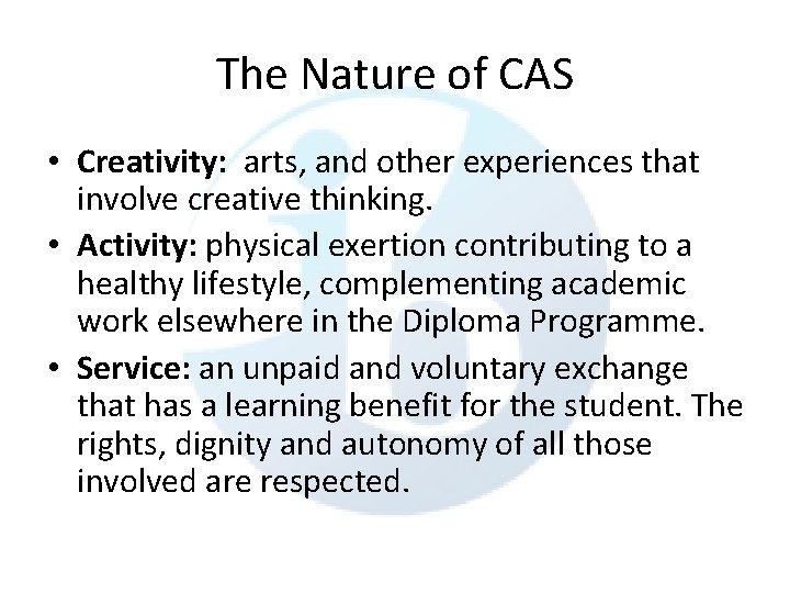Introduction to CAS Unless this is done then