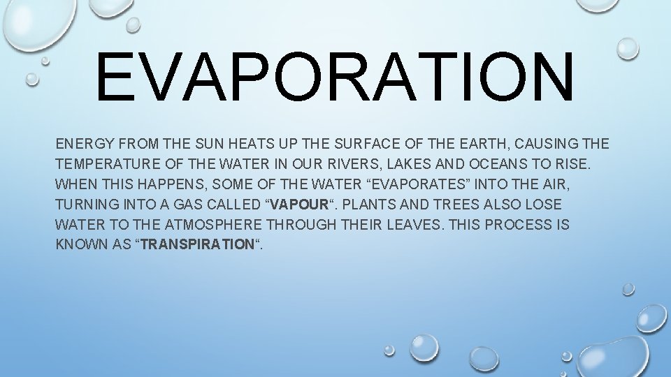 THE WATER CYCLE BY ELEANOR MARGO INTRODUCTION POUR