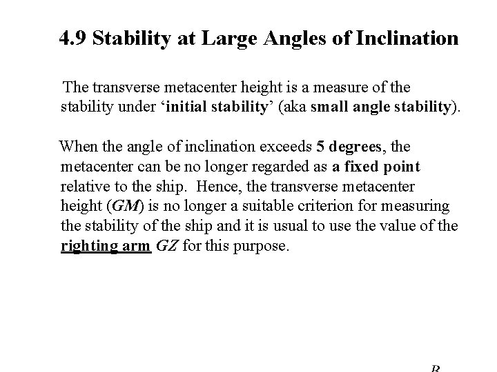 4 9 Stability at Large Angles of Inclination