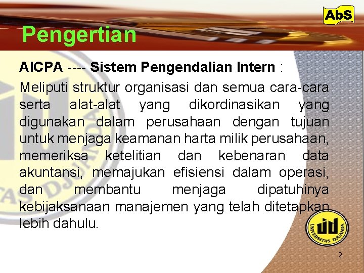 1 Pengertian AICPA Sistem Pengendalian Intern Meliputi struktur