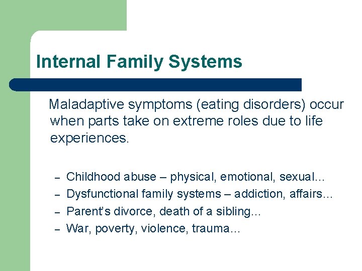 Using Internal Family Systems To Treat Eating Disorders