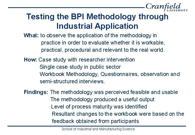 Forming and testing a workbookbased methodology for Business