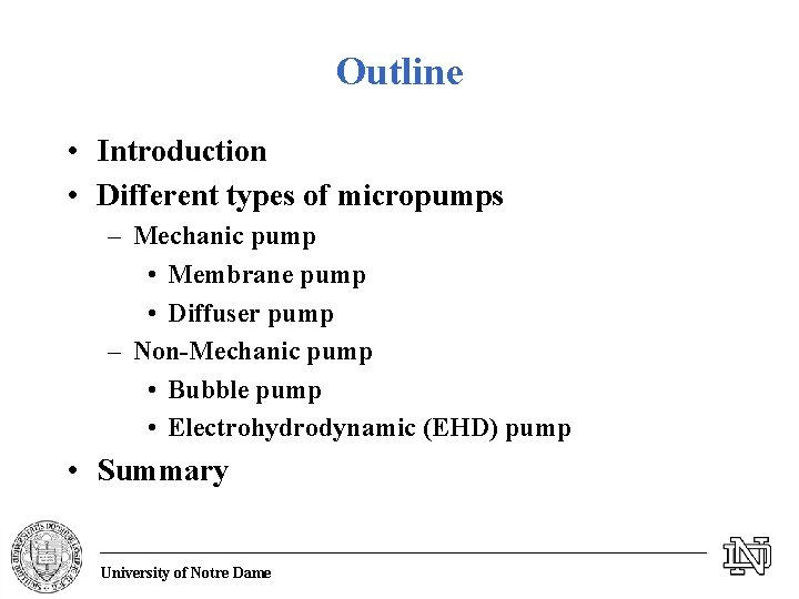 Micropumps Jie Su Outline Introduction Different types of