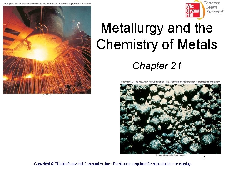 Metallurgy and the Chemistry of Metals Chapter 21