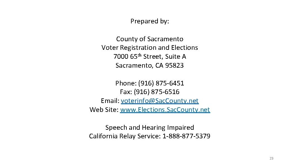 County of Sacramento Voter Registration and Elections Guide