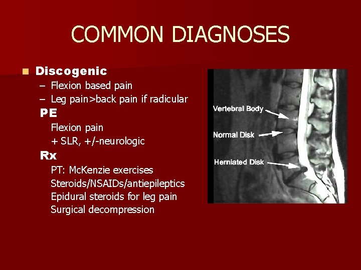 BACK EVALUATION Sara Brown D O Assistant Professor