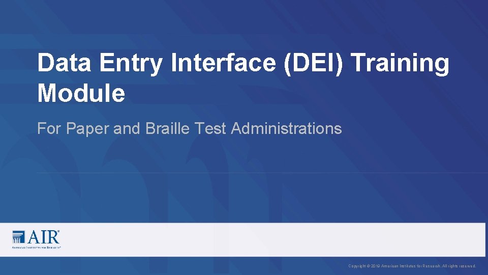 Data Entry Interface DEI Training Module For Paper