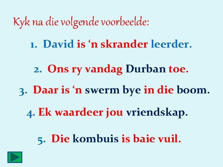 TYD IN AFRIKAANS S NWE WERKWOORDE Lidwoorde V