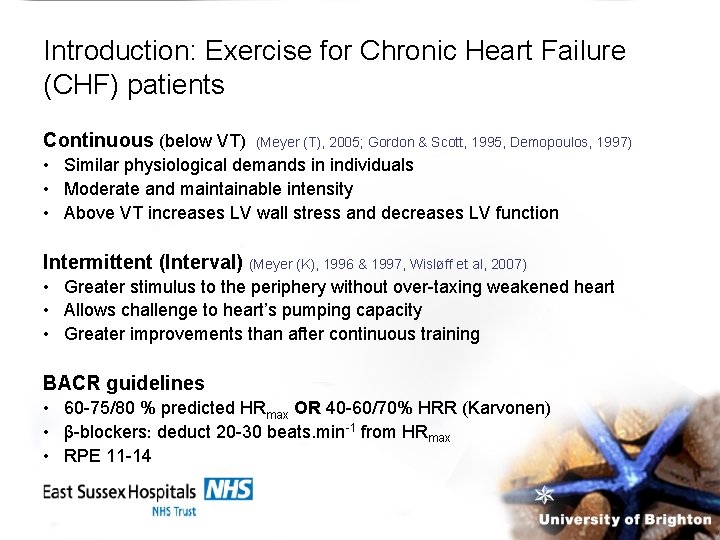 Continuous and Intermittent Exercise in Chronic Heart Failure