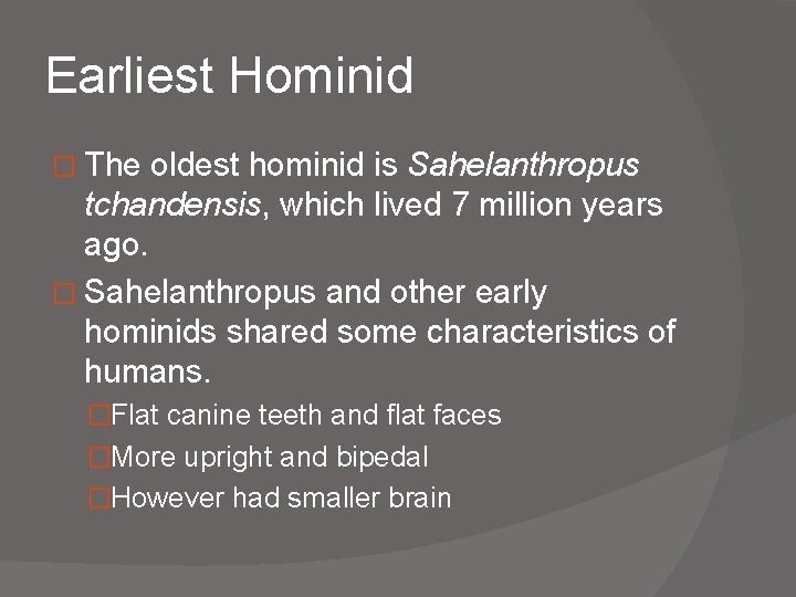 HUMANS AND EARLY HOMINIDS By Edward Zhu David