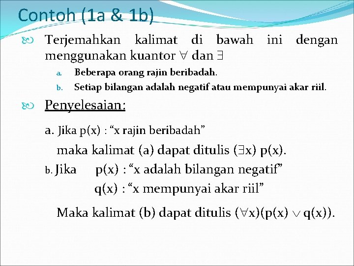 MATERI 4 KALKULUS PREDIKAT KALIMAT BERKUANTOR Predikat 1