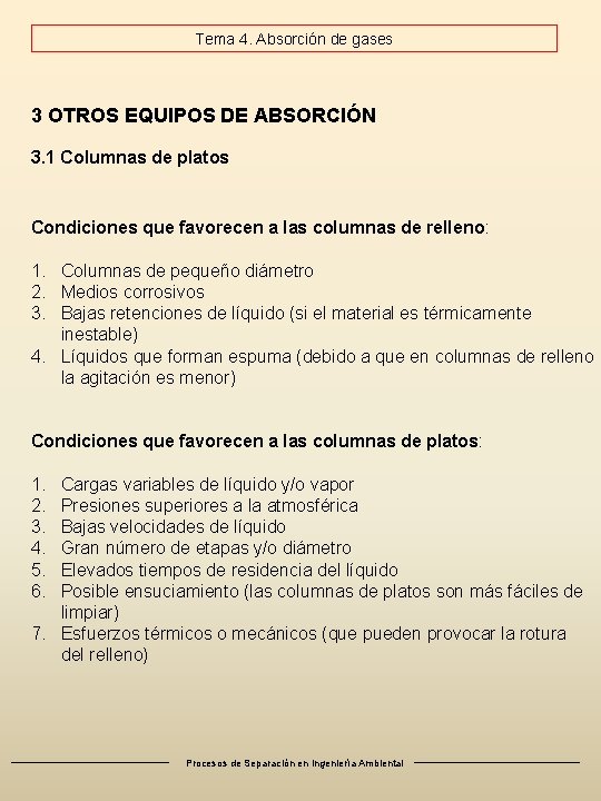 Tema 4 Absorcin de gases TEMA 4 Absorcin