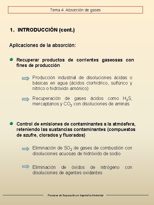 Tema 4 Absorcin de gases TEMA 4 Absorcin